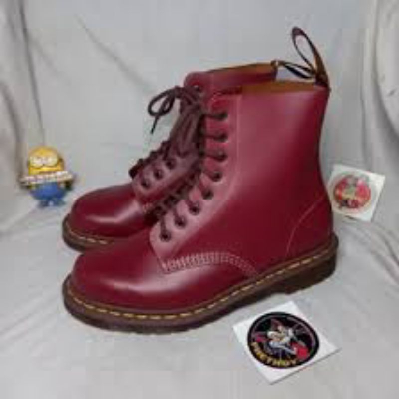 Jual Sepatu Booth Docmart Merah maroon genuine Leather 100% Docmart Red ...