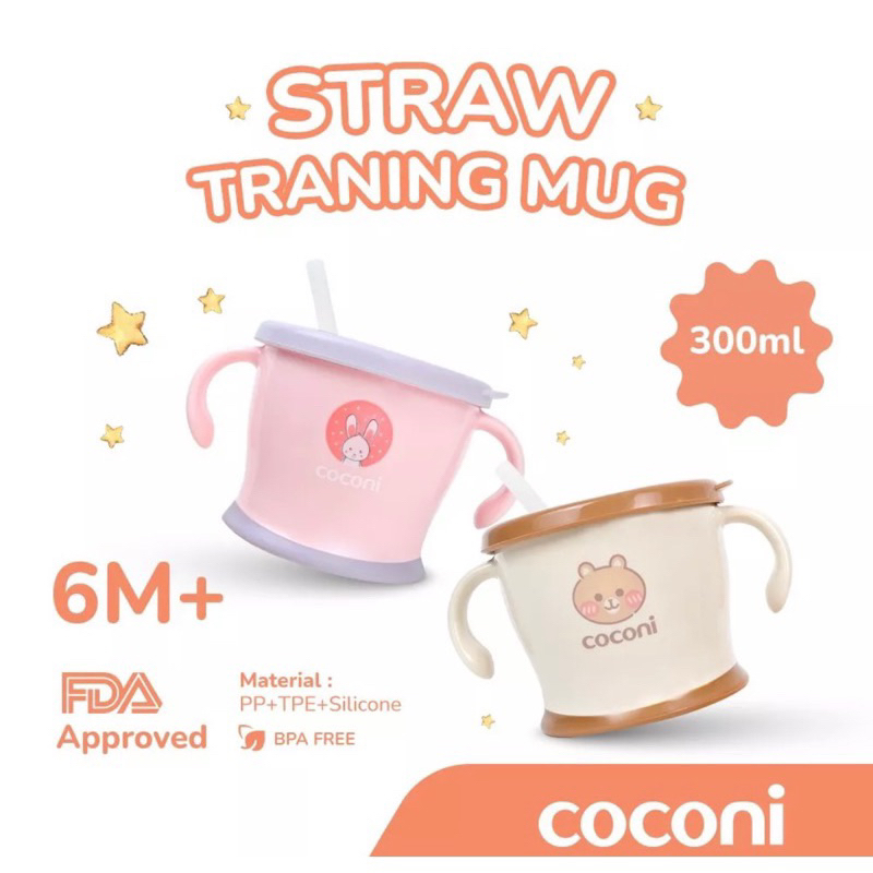 Jual Coconi Early-Age Straw Training Mug 6+ / Gelas Minum Training Bayi ...