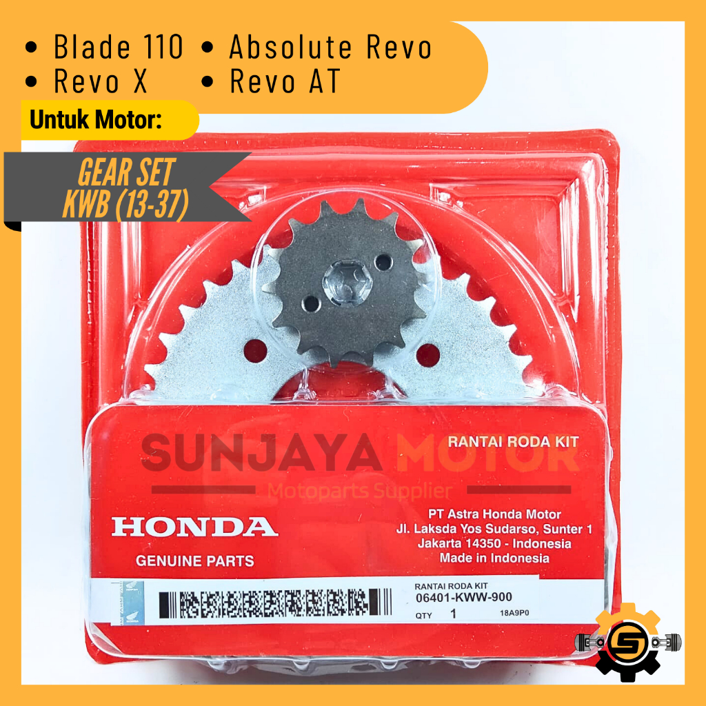 Jual Gear Set Rantai KWW-KWB Gearset Rante Kualitas Original Honda Blade 110 Absolute Revo Fit ...