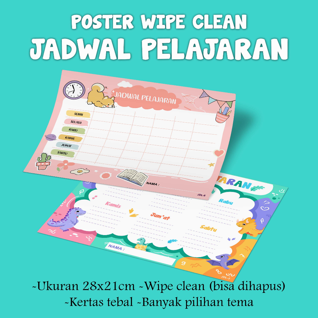 Jual Poster wipe clean JADWAL PELAJARAN - Poster sekolah jadwal pelajaran | Shopee Indonesia