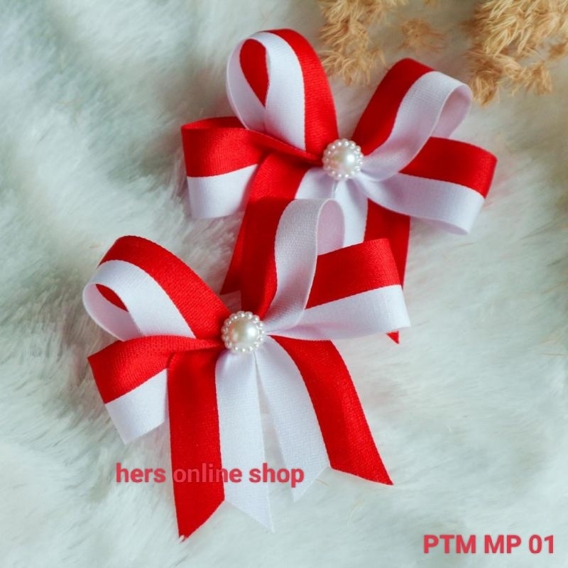 Jual Pita merah putih siap pakai, pita panitia 17 sdh ada peniti / bross kerudung hijab atau ...
