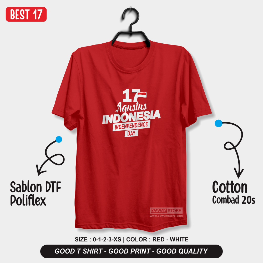 Jual Baju 17 Agustus 2023 Kaos HUT RI Kemerdekaan Indonesia Pria dan Wanita Best 17 | Shopee ...