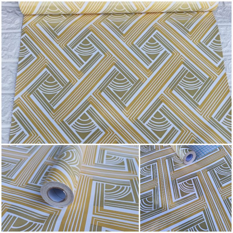 Jual Wallpaper Dinding Gold Lis Abu Motif Anyaman Bambu Bilik Minimalis ...