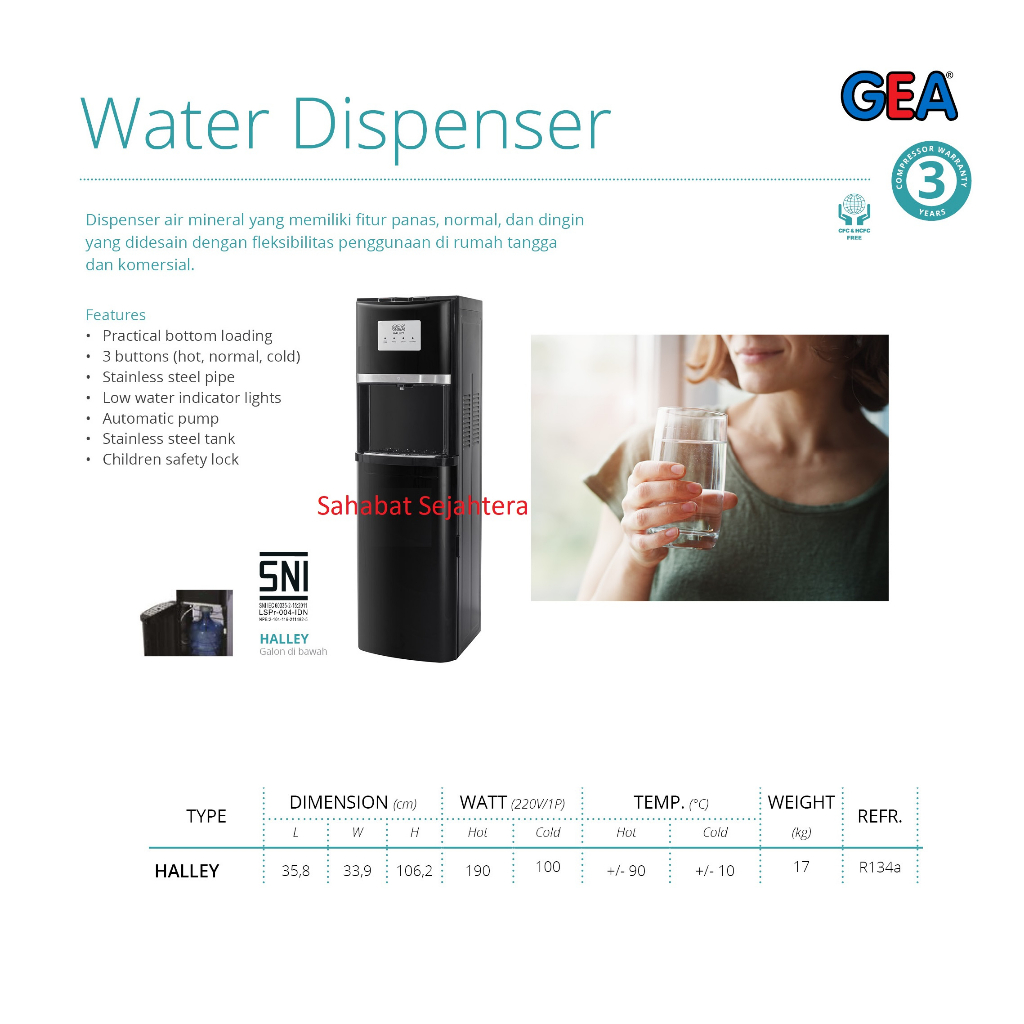 Jual GEA Water Dispenser HALLEY Dispenser Air Galon Bawah | Shopee ...