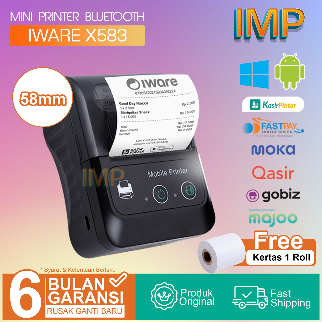 Jual Mini Printer Bluetooth Thermal Kasir 58mm Iware X583 | Shopee ...