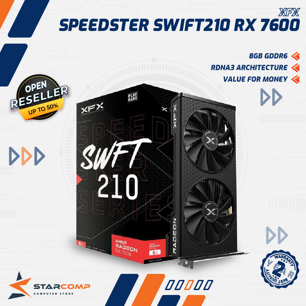 Jual XFX Radeon RX 7600 8GB GDDR6 Speedster SWFT210 CORE VGA RX7600 | Shopee Indonesia