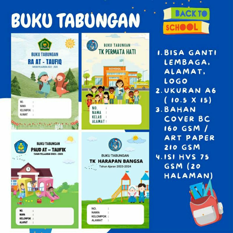 Jual BUKU TABUNGAN PAUD TK RA CUSTOM FULL COLOR MURAH | Shopee Indonesia