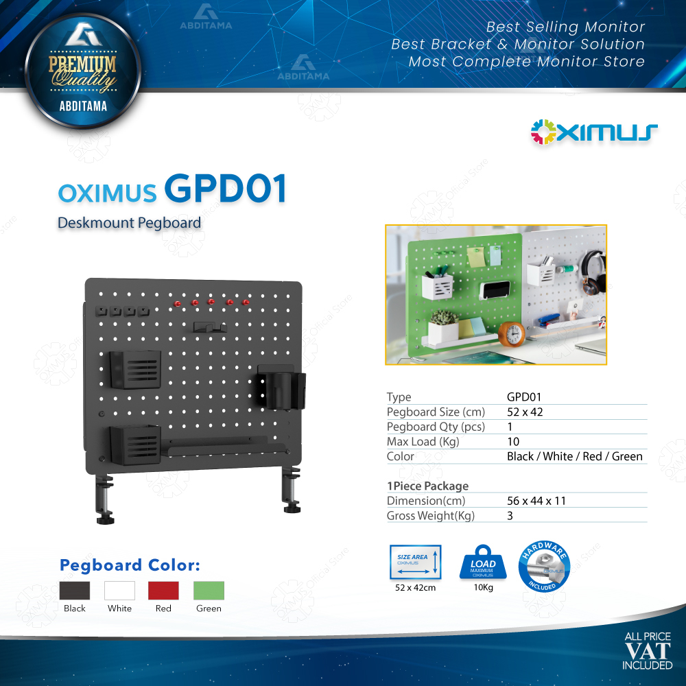 Jual Rak Papan Meja Modular Deskmount Pegboard DIY OXIMUS GPD01 GPD02 ...