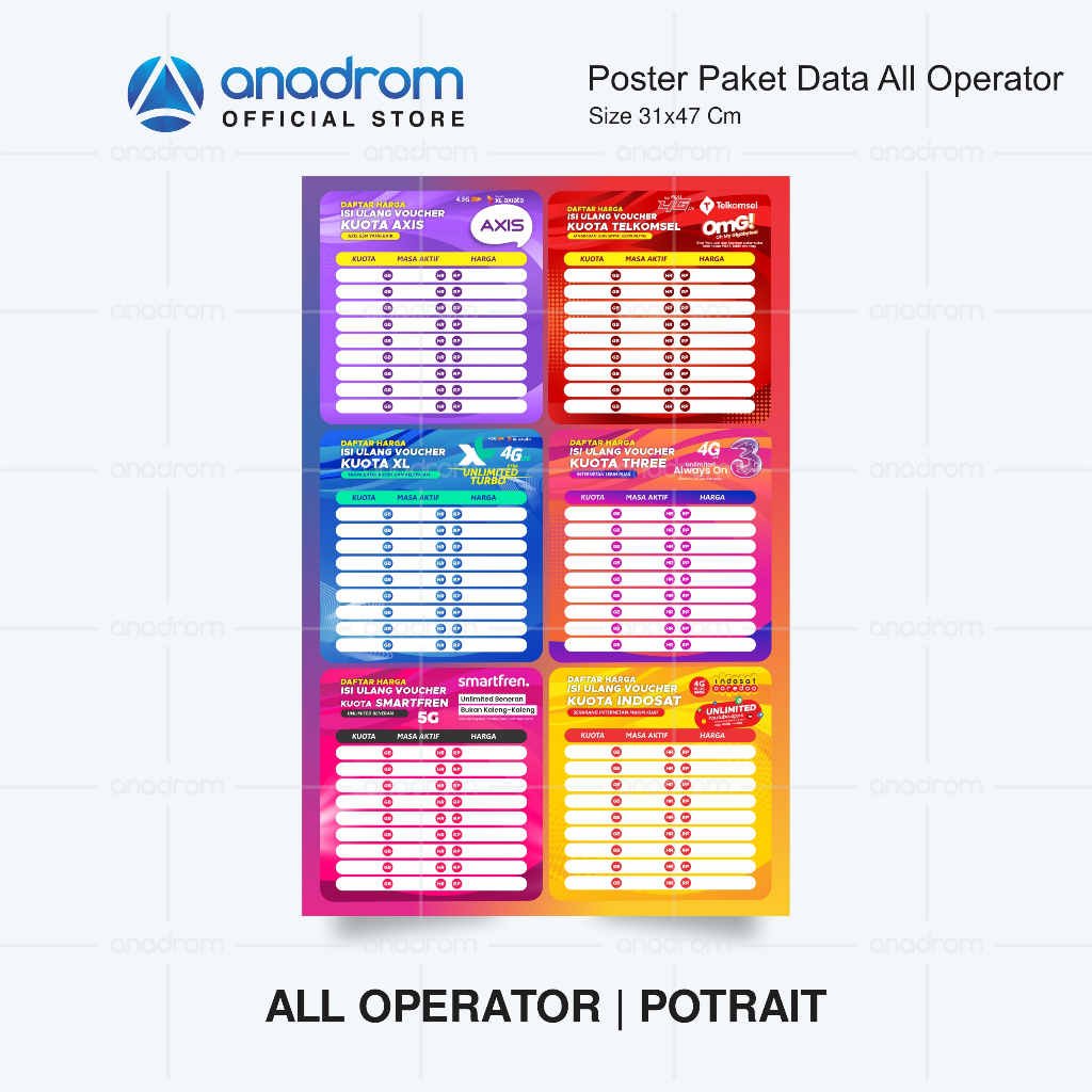 Jual Poster Paket Data All Operator | Poster Hiasan Konter Ponsel ...