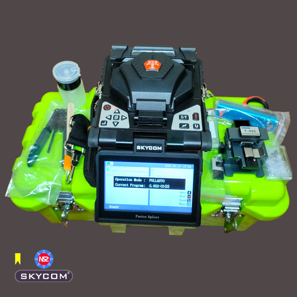 Jual fusion splicer skycom t208H fiber optik / splicing skycom t208H ...