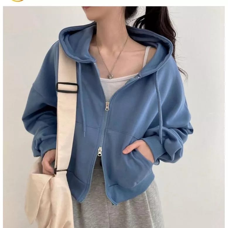 Jual BASIC DOUBLE ZIPPER JAKET - JAKET POLOS WANITA DOUBLE SLETING ...