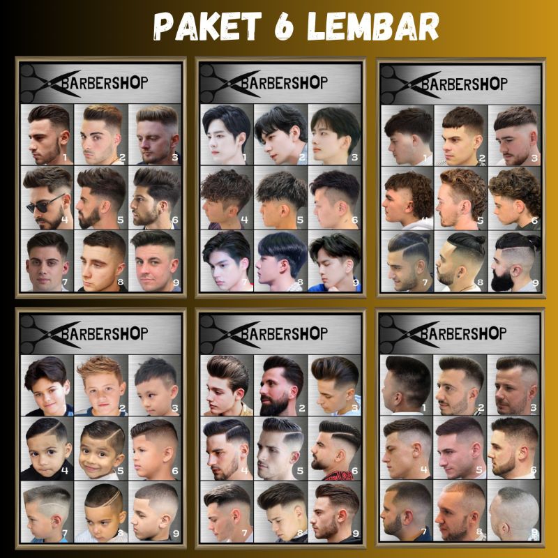 Jual Poster barbershop poster terbaru model potong rambut poster ...