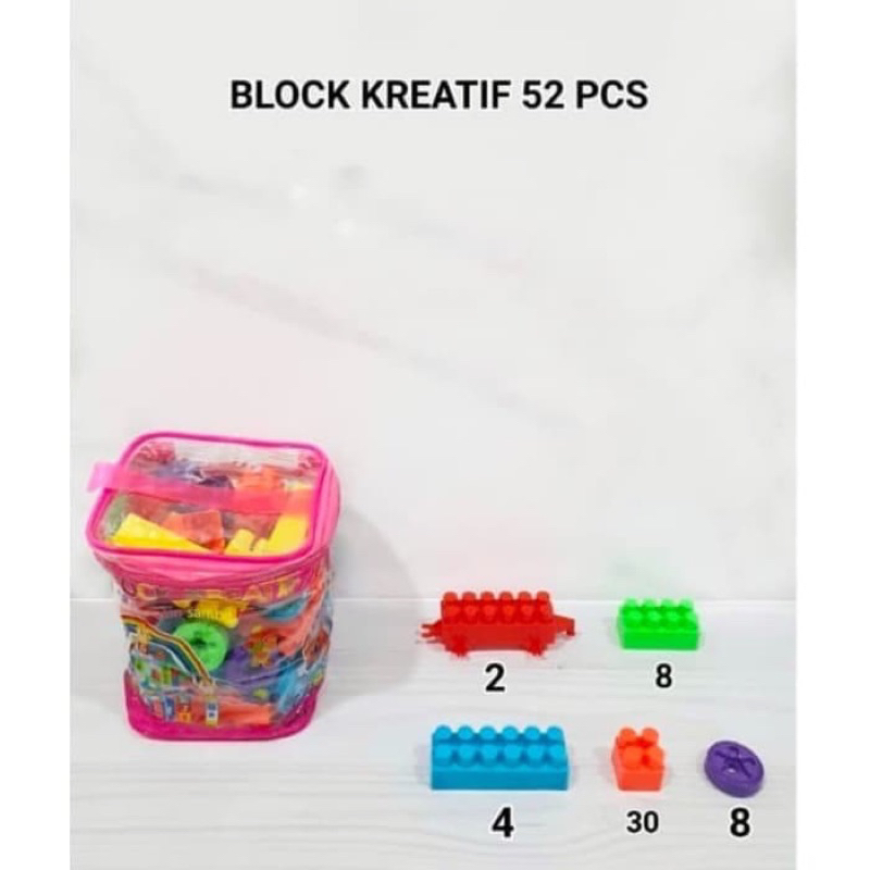 Jual Mainan Edukasi Susun Balok / Blok Blocks isi 40, 52, 60, 88 Pcs ...