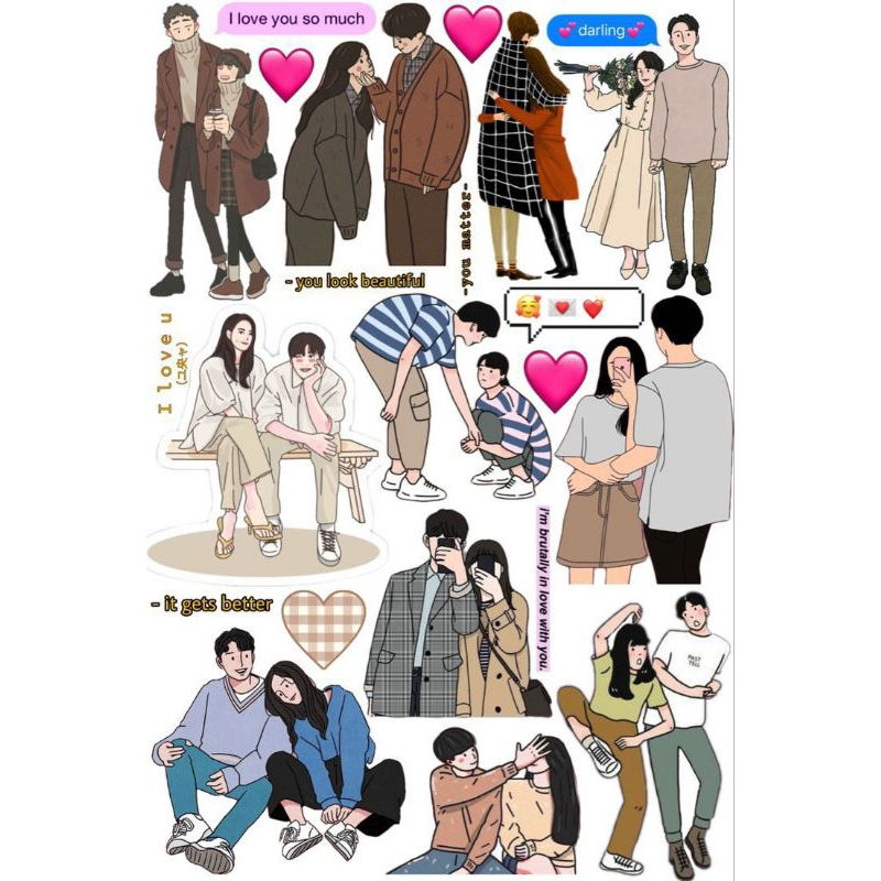 Jual Stiker couple //stiker journal couple//stiker tema couple | Shopee ...