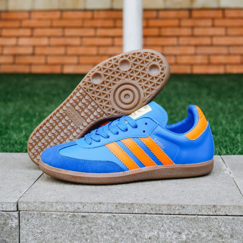 Jual SEPATU ADIDAS SAMBA BLUE ORANGE ORIGINAL | Shopee Indonesia