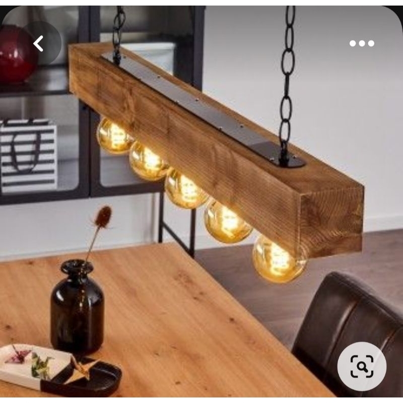 Jual 5 lampu gantung balok jati rustic industrial panjang 2 meter ...