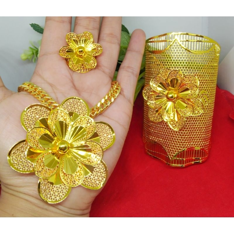 Jual set kalung bunga xuping pjg 60 cm,anti karat kuning 24 k 50501 ...