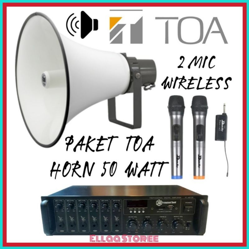 Jual Paket Sound Corong TOA Horn 50 Watt + Amplifier, 2 Microphone ...