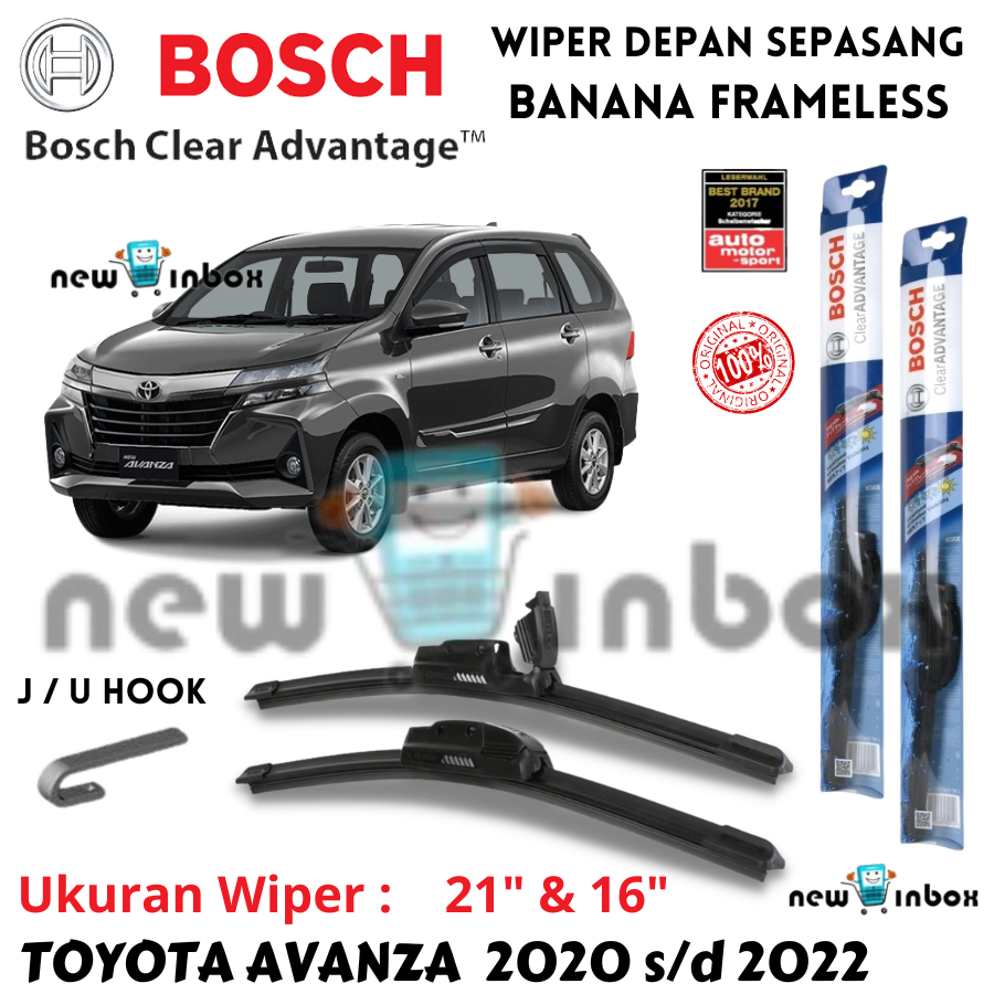 Jual Wiper Depan Mobil TOYOTA AVANZA 2020-2022 Sepasang Frameless BOSCH CLEAR ADVANTAGE 21"&16 ...