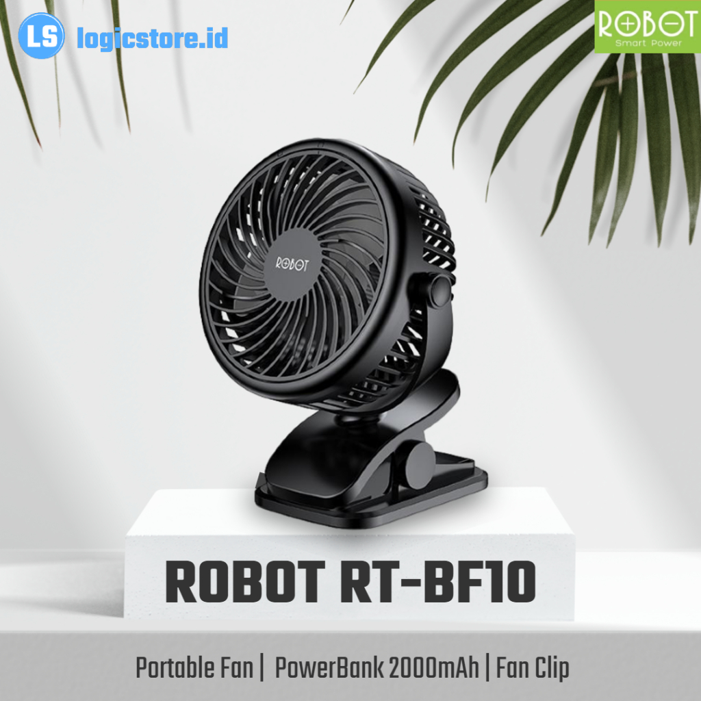 Jual Kipas Angin Mini ROBOT RT BF10 Portable USB FAN Model Clip 2000mAh | Shopee Indonesia