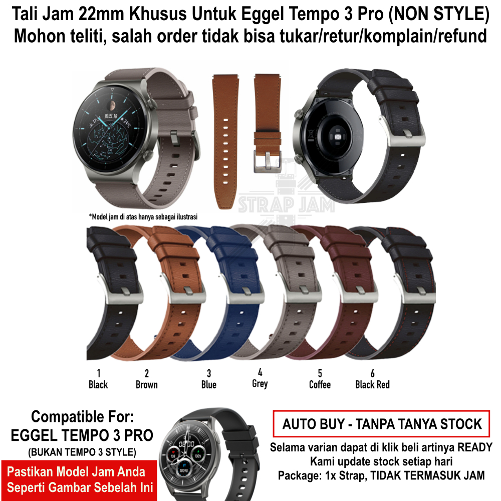 Jual ZGT Tali Jam Eggel Tempo 3 Pro - Strap 22mm Leather Kulit Quick ...