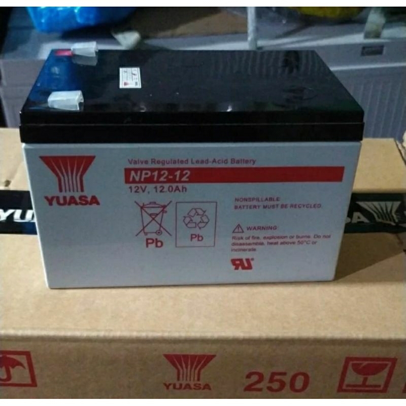 Jual battery ups original yuasa np 12volt-12ah new | Shopee Indonesia