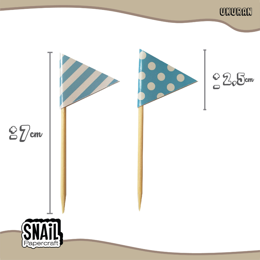 Jual Snail Papercraft Cupcake Topper Cake Topper Flag / Bendera Biru ...