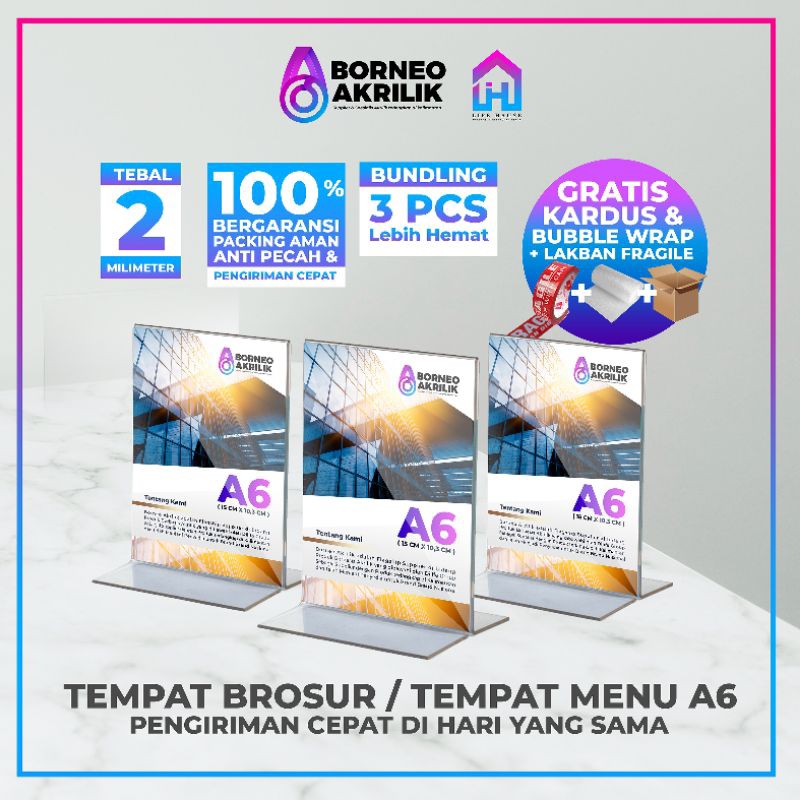 Jual AKRILIK STAND A6 (3 PCS LANGSUNG) AKRILIK STAND AKRILIK MEDIA ...