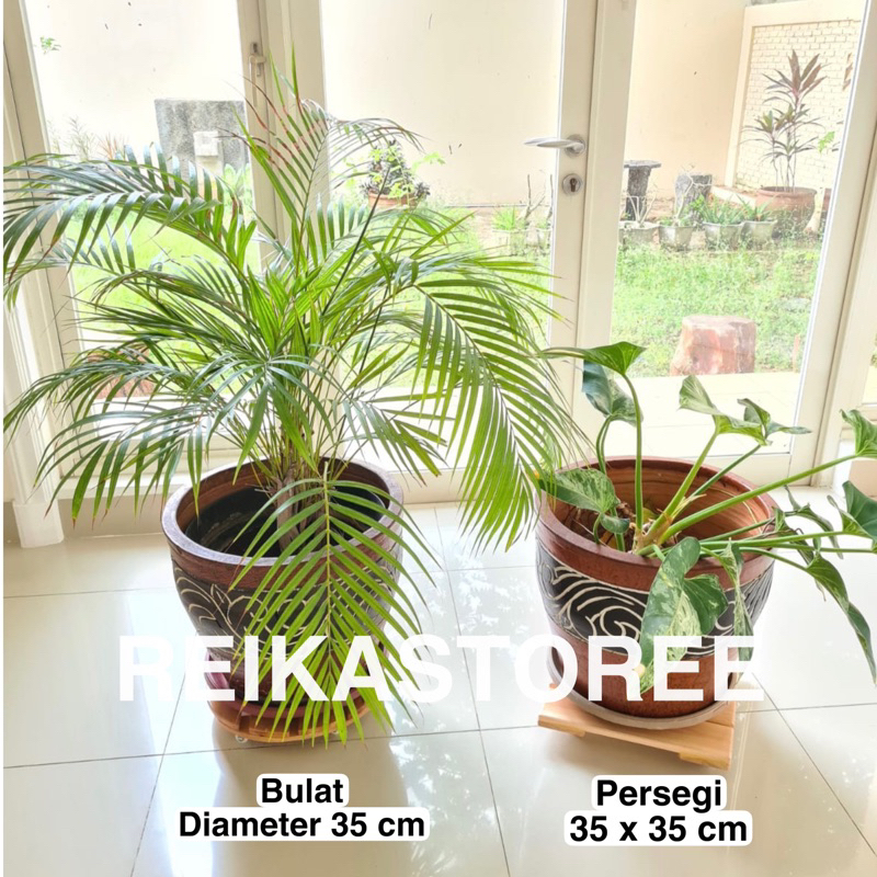 Jual Tatakan Alas Pot Kayu roda putih EXPORT QUALITY- Kotak & Bulat 35 ...