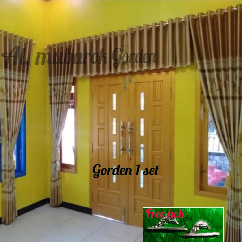 Jual Gorden Paket Gorden 1set Gorden Dan Poni Jendela Pintu 1set Model ...