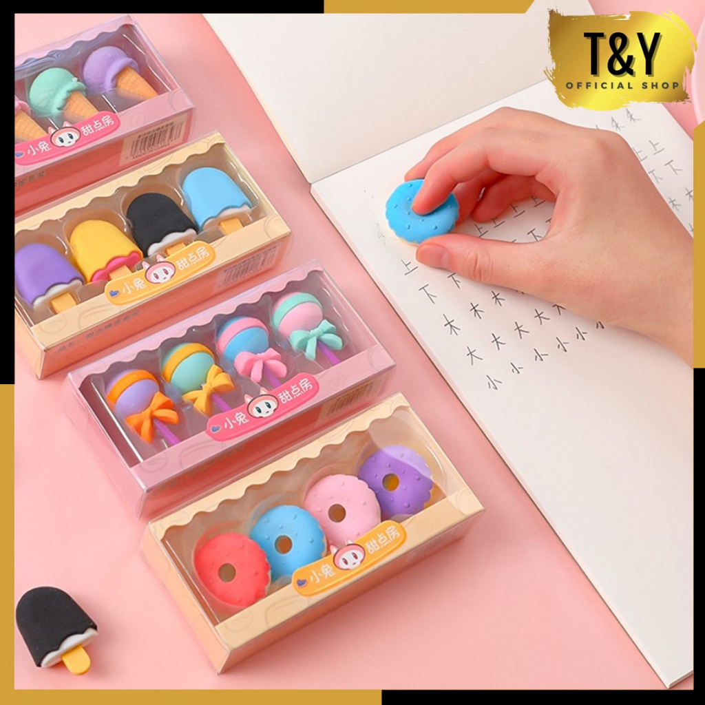 Jual T&Y Penghapus Karakter Lucu 4 pcs Set penghapus Cute Bentuk es ...