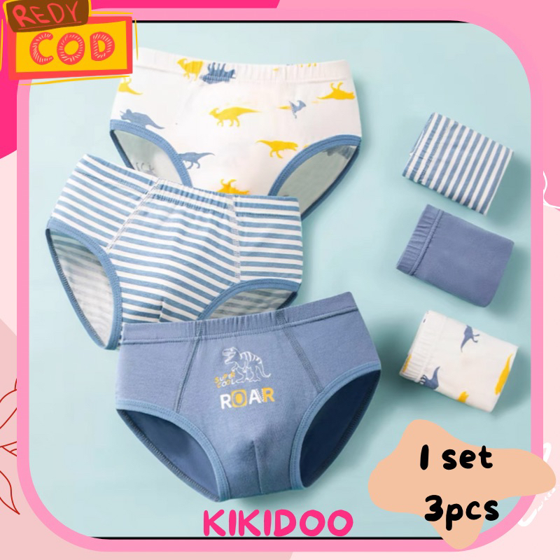 Jual Kikidoo 3 PCS Celana dalam brief anak katun sempak pria COLL DINO ...