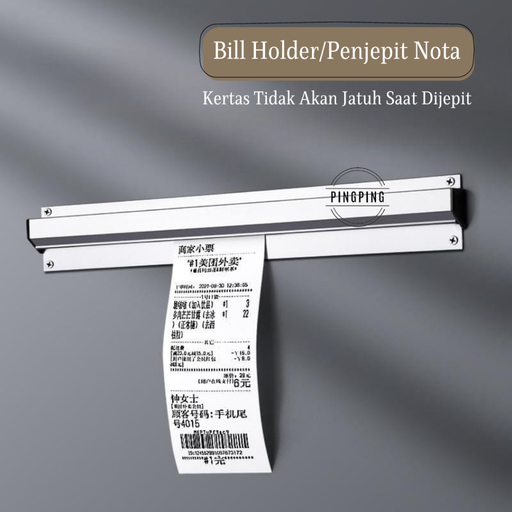 Jual Bill Holder/ Receipt Holder/ Capitan Nota Stainless 45x6 cm/60*6cm ...