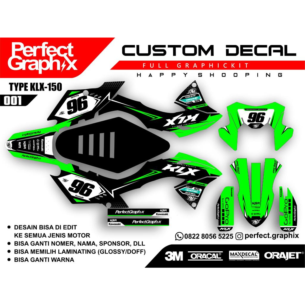 Jual Decal klx 150 bf hijau [bisa custom] Decal klx 150 bf full body ...