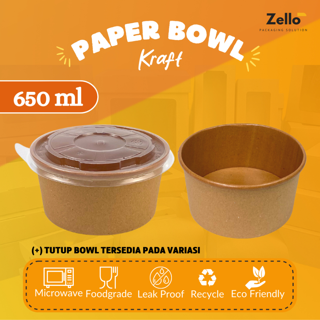 Jual Paper Bowl Kraft Mangkok Kertas Coklat Foodgrade Kemasan Makanan ...