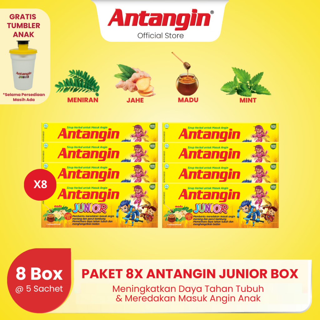 Jual Paket 8X Antangin Junior Sirup Herbal Box 5s Redakan Masuk Angin ...