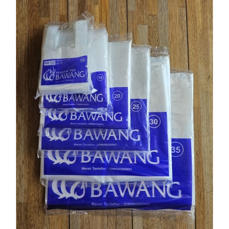 Jual Kantong Plastik PE Bening Transparan Merk "Bawang" Ukuran 10 15 20 25 30 35 Food Grade ...