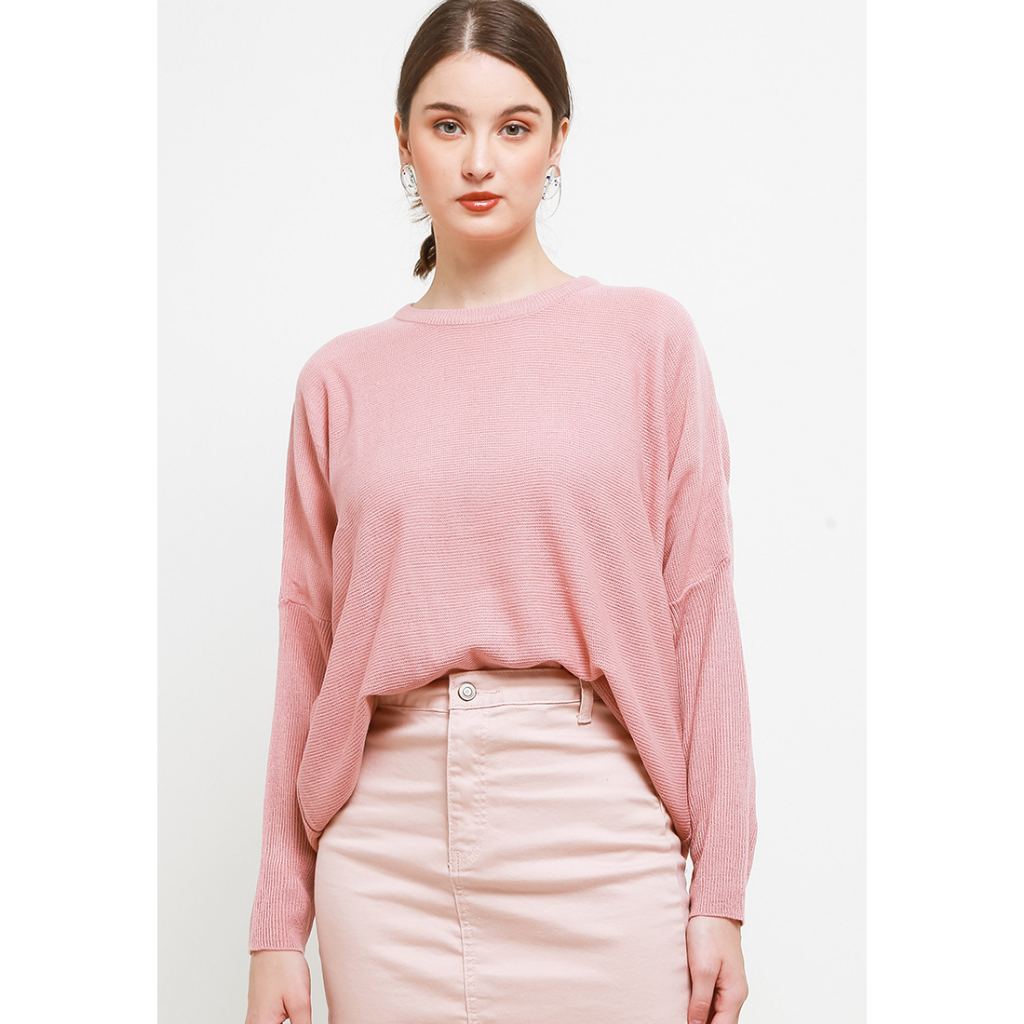 Jual PEPONI 1777 Sweater Rajut Batwing Wanita Oversize Crewneck Soft ...