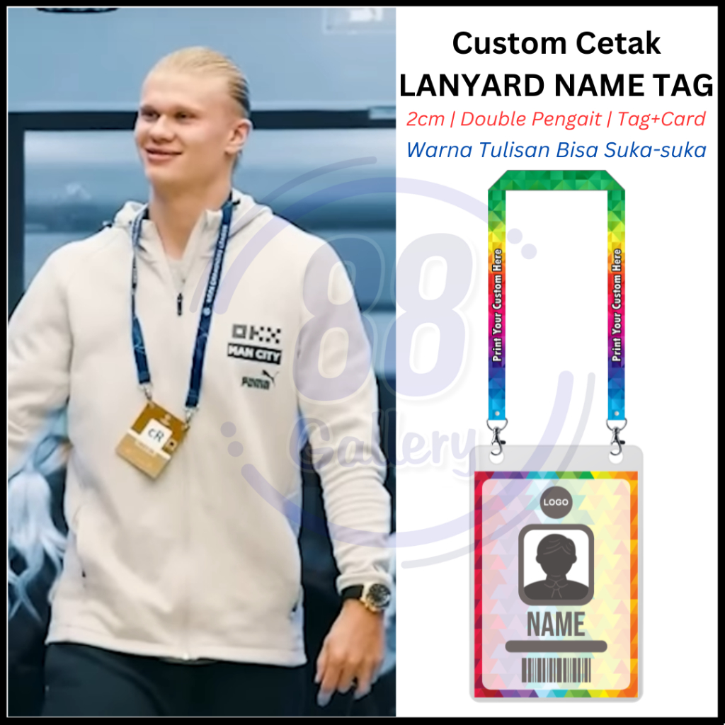 Jual [2cm] Cetak Custom Lanyard Tali Name Tag Dada / Kalung Name Tag ID ...