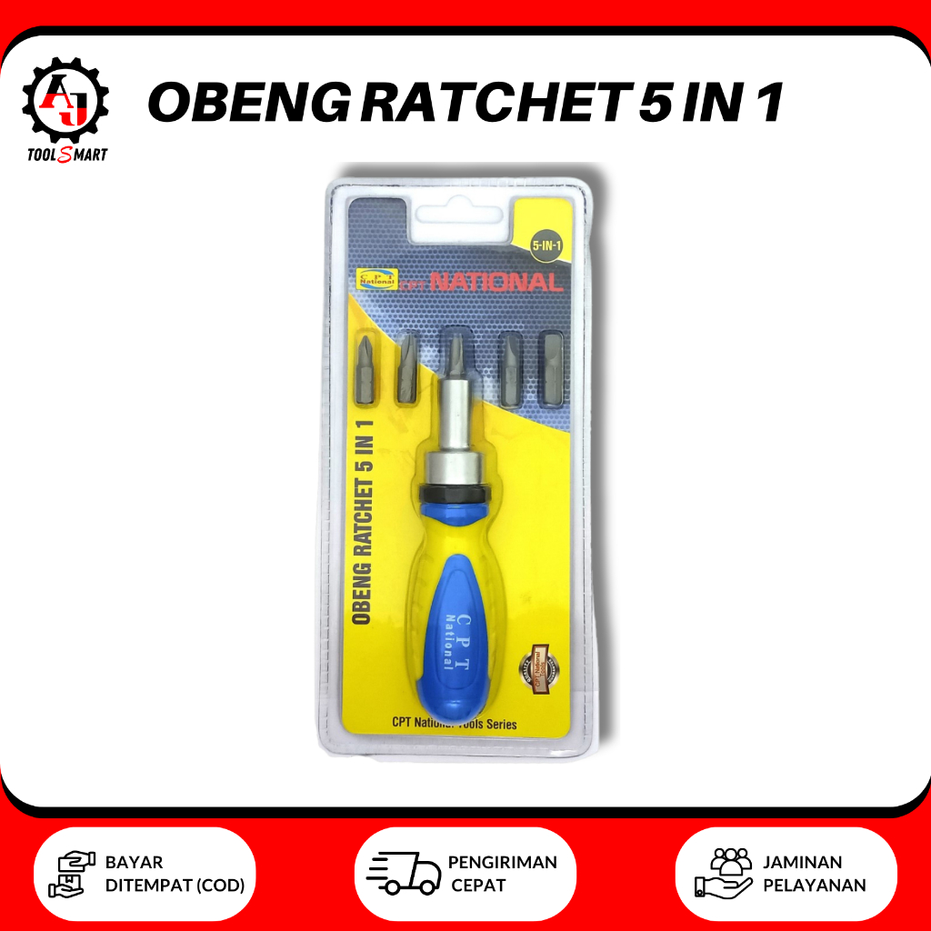 Jual Obeng Ratchet 5 in 1 CPT National / Ratchet Scewdriver Set ...