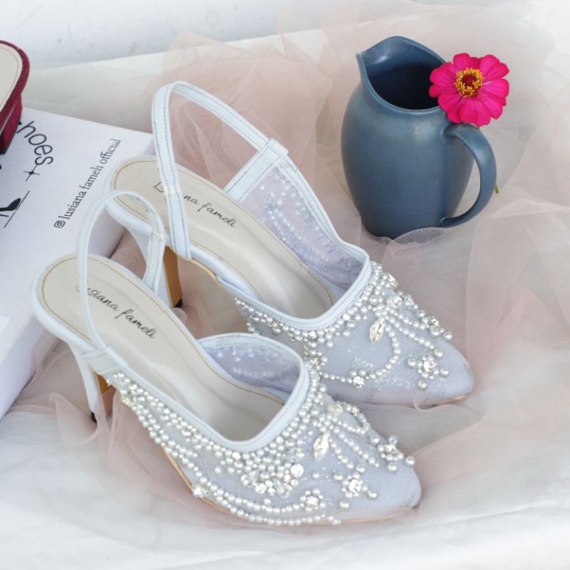 Jual MIZUNA I sepatu nikahan heels pesta lamaran wisuda warna silver ...
