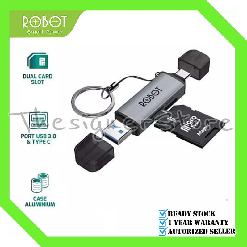 Jual Adapter OTG ROBOT CR202S Memory Card Reader 2 in 1 USB 3.0 Type-C ...