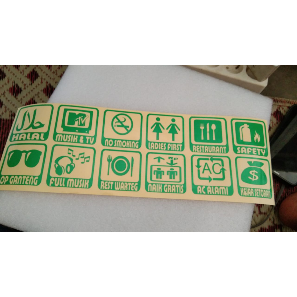 Jual sticker fasilitas bus truck l300 pick up carry | Shopee Indonesia