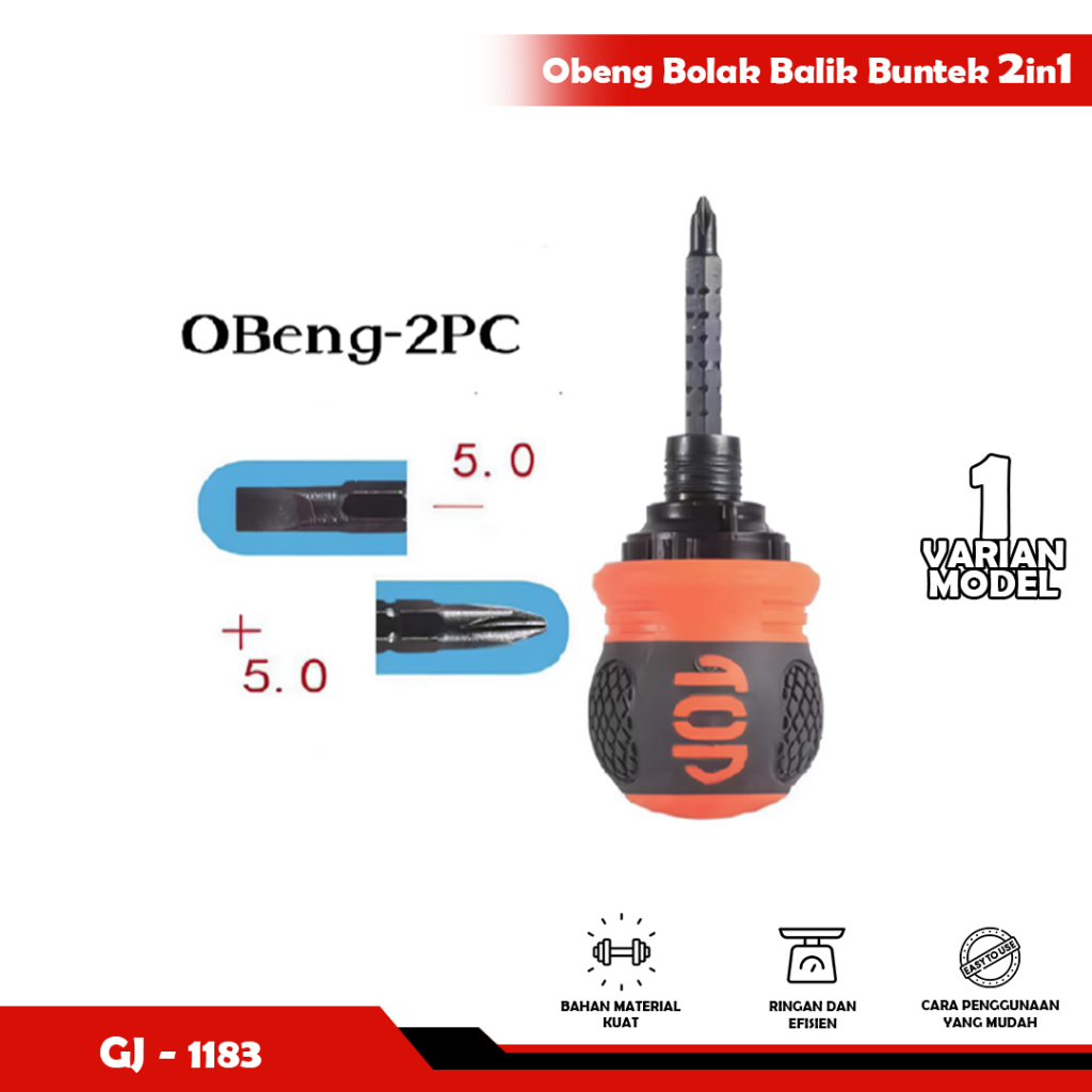 Jual Obeng BB buntek 2in1 & 7in1 karet Dua Arah bolak balik cebol mini ...
