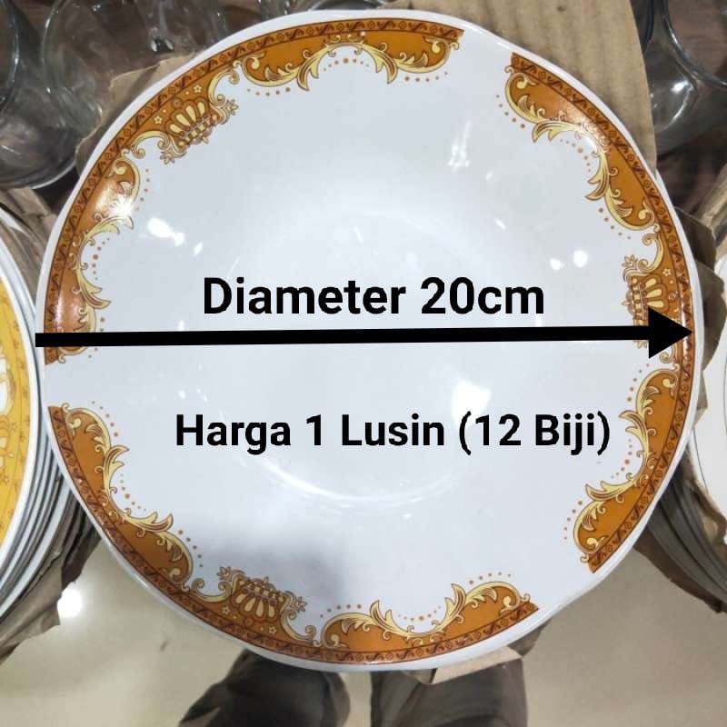 Jual piring makan keramik mahkota ukuran 8" diameter 20cm Harga 1 Lusin ...