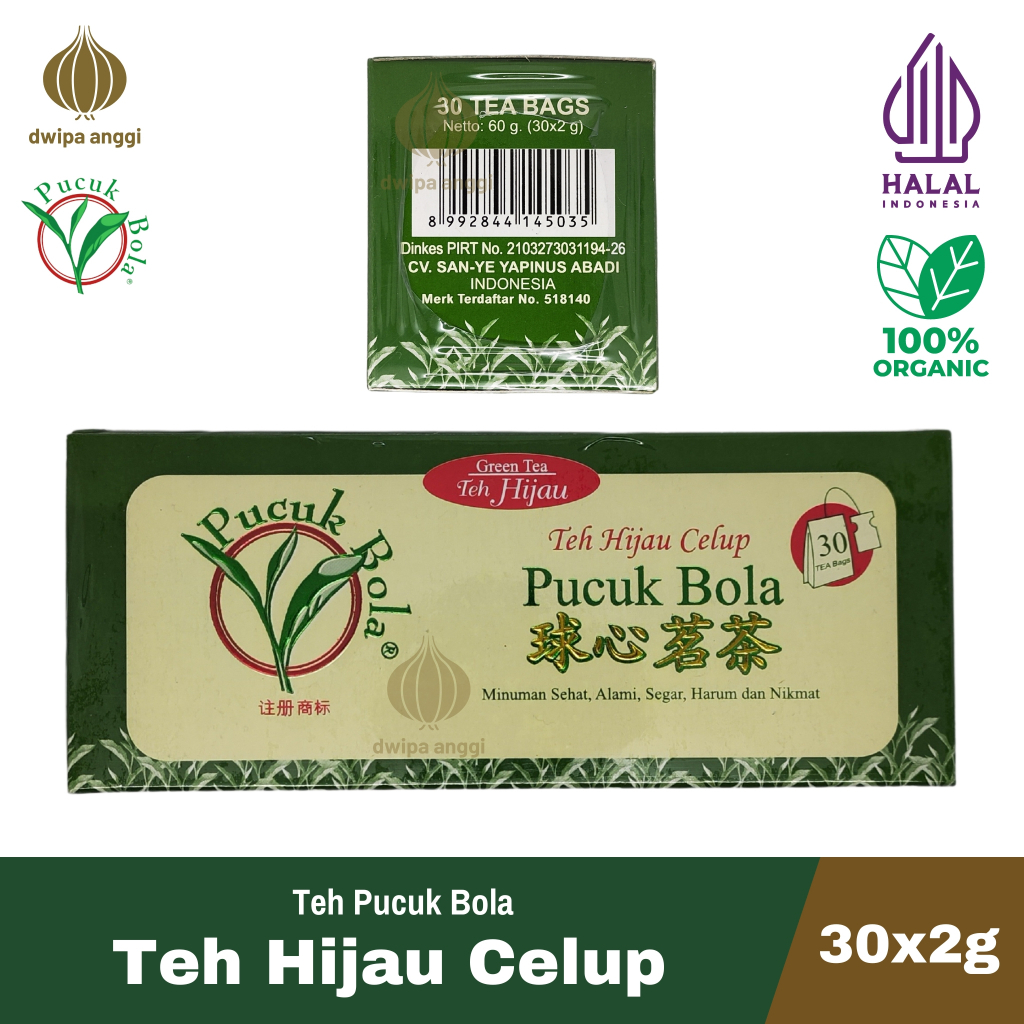 Jual Teh Hijau Celup | Green Tea | Teh Pucuk Bola 60 gram | Shopee ...