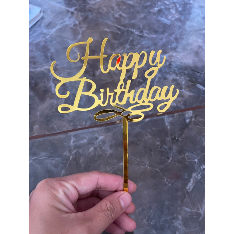 Jual topper happy birthday gold part 2 / toper ulang tahun / topper ...