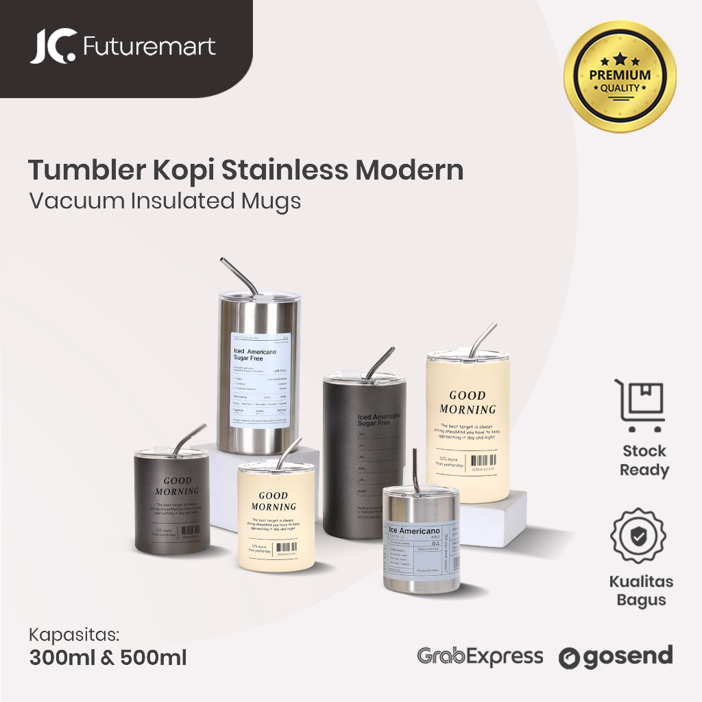 Jual Tumbler kopi coffee mug double wall stainless straw Korea Rh-7 ...