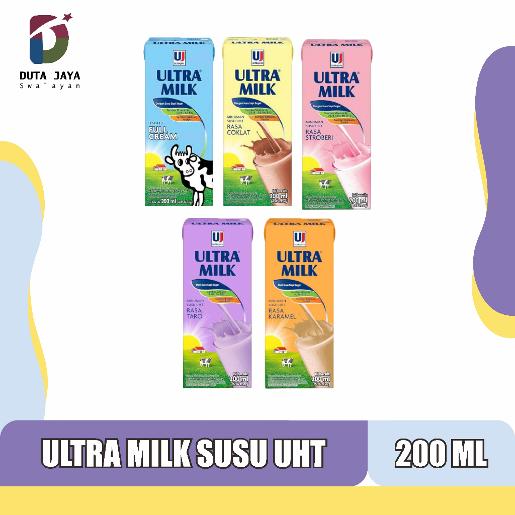 Jual Ultra Milk Susu UHT Full Cream, Cokelat, Strawberry, Taro, Caramel ...