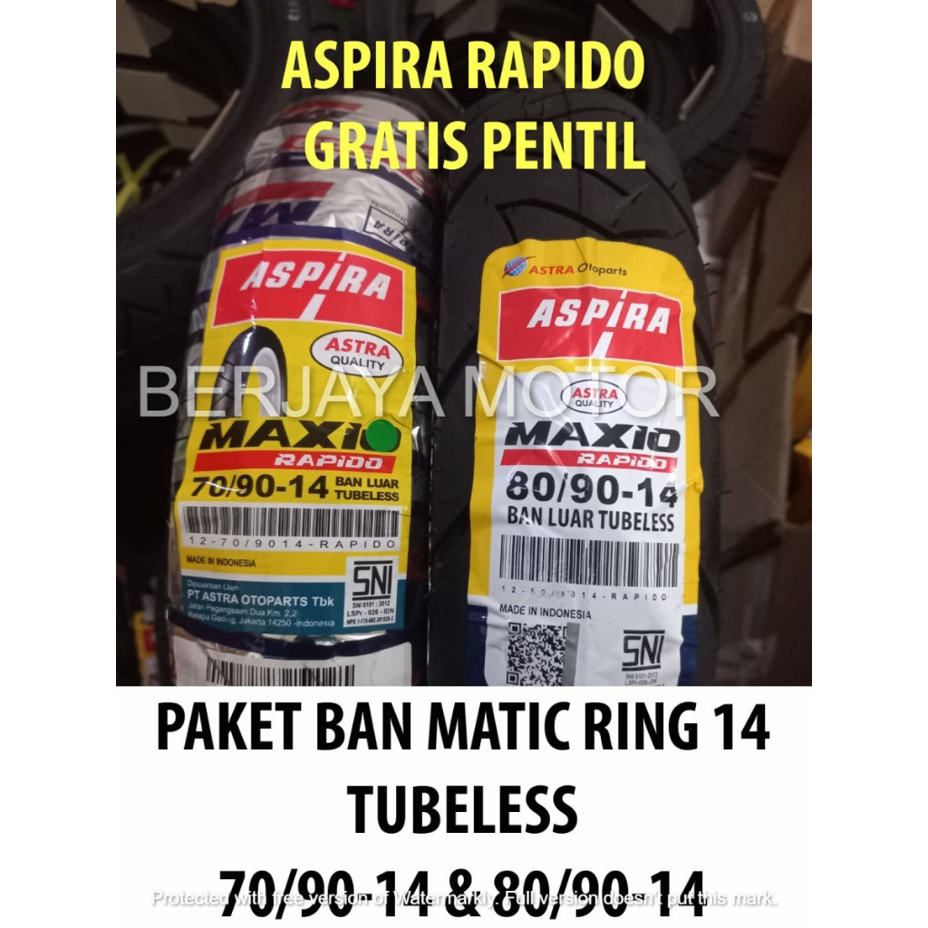 Jual PAKET BAN MATIC RING 14 TUBELESS 7090-14 & 8090-14 ASPIRA RAPIDO | Shopee Indonesia
